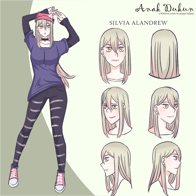 Draw character sheet for you by Posensei | Fiverr