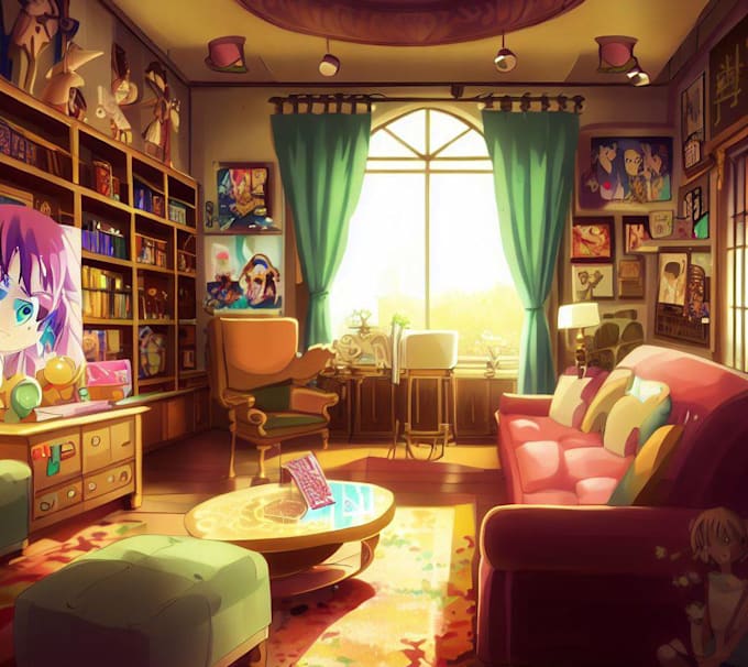 Draw anime background, game, visual novel and room interior design by ...