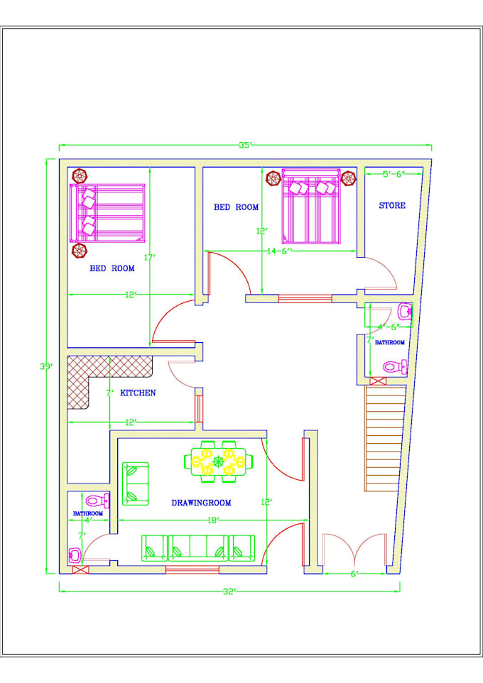 Draw autocad 2d floor plan, pipelines plans and profiles