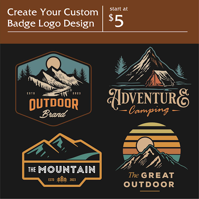 Create custom outdoor badge design in vector by Ramosh_artwork | Fiverr