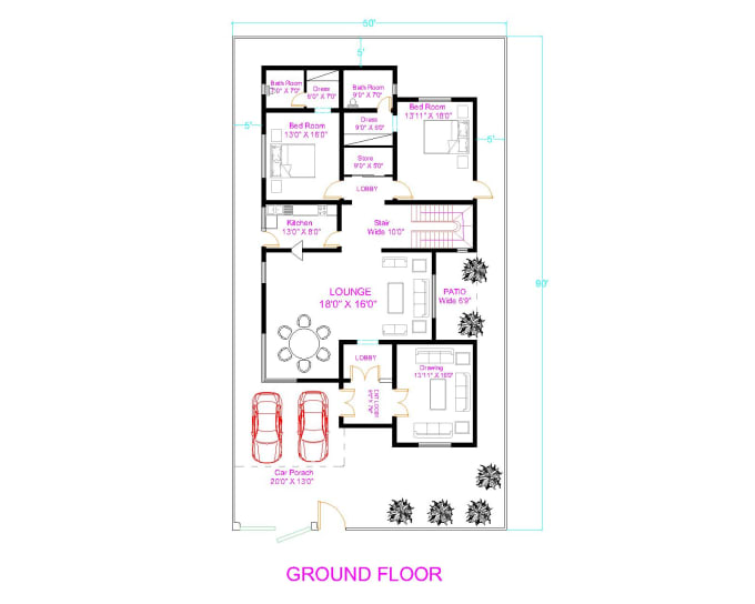 Draw a stunning 2d floor plan for your home in autocad by Pamirnaats ...
