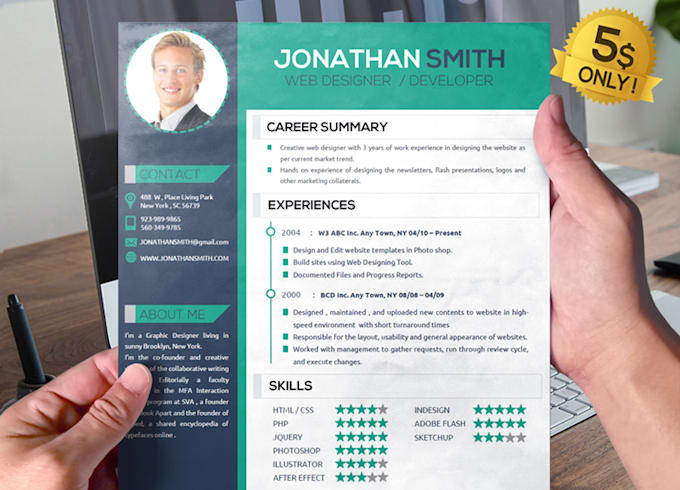 Design a modern and unique resume , cv for you by Moguitto | Fiverr