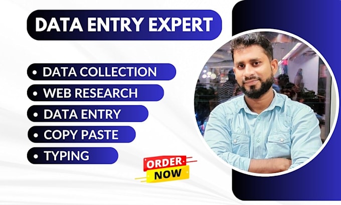 Do perfect data entry excel copy paste typing web research by Asad7662 | Fiverr