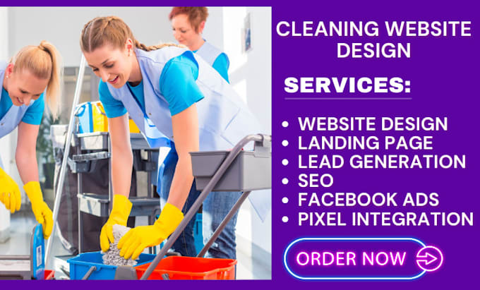 Design a highly responsive cleaning website, landing page, generate ...