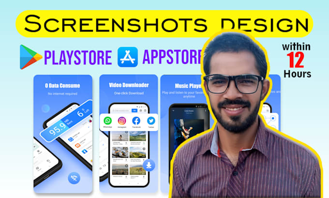 Design 3d ios and android app screenshots for playstore and appstore by ...