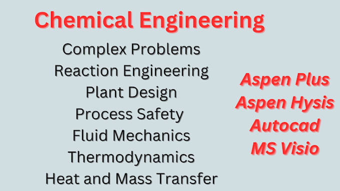 Assist in thermodynamics, fluid mechanics, chemical engineering, aspen ...