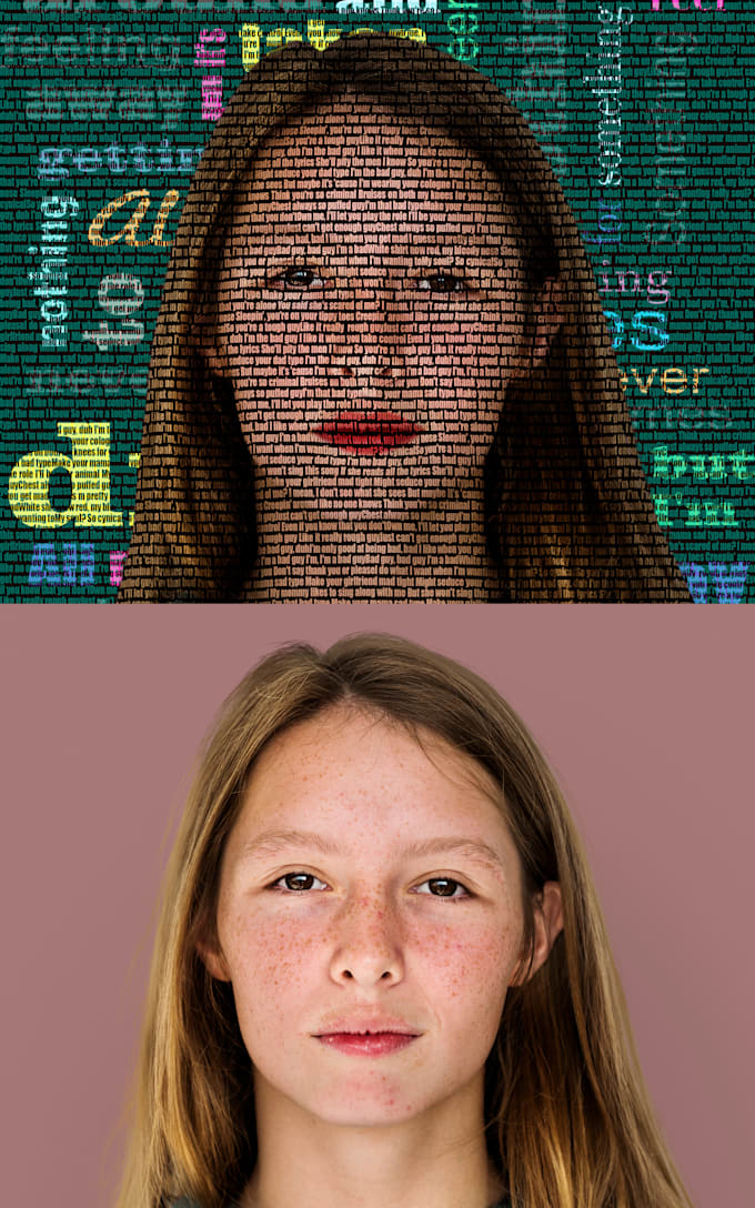 Create a portrait from text in photoshop by Nomo_suhendro | Fiverr