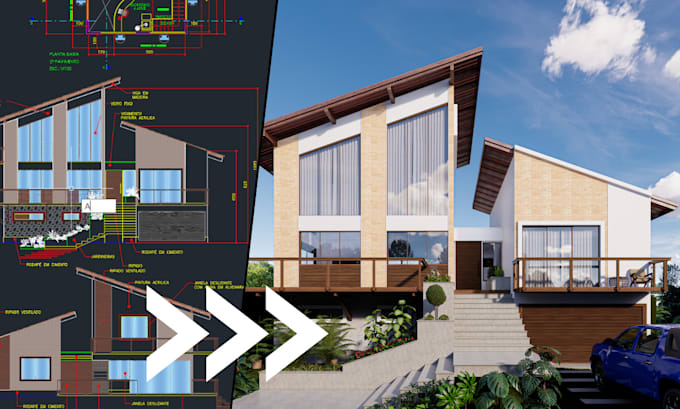 Turn your exterior 2d blueprints into 4k images by Aquinomurilo | Fiverr