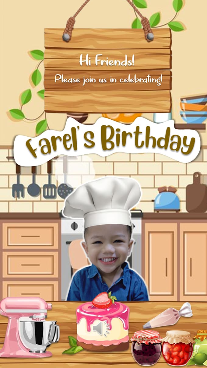 Create little chef birthday invitation video for kids by Malaanggi | Fiverr
