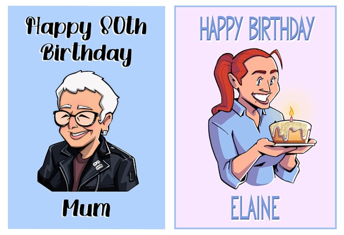 Create a personalized birthday card portrait illustration by ...