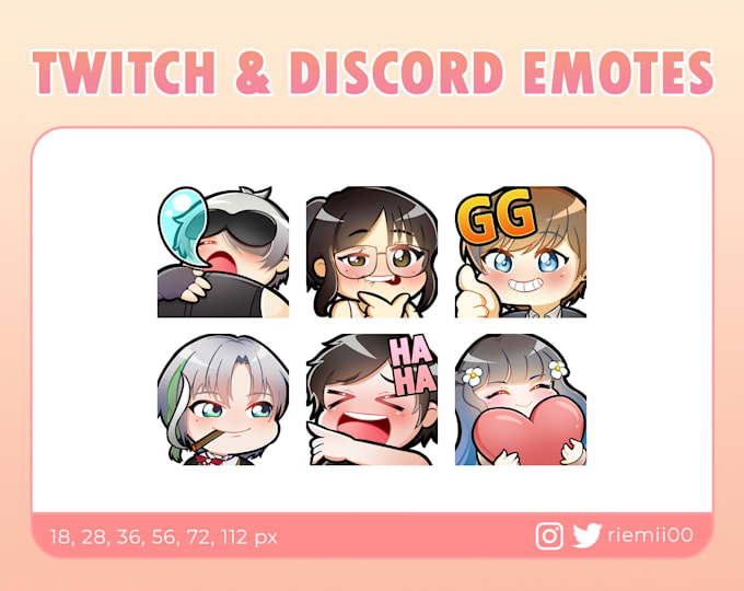 Do custom twitch and discord emotes and badges by Riemiii | Fiverr
