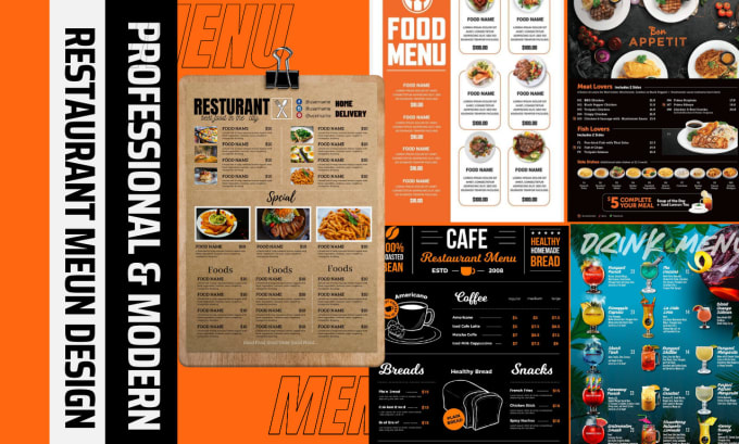 Do professional modern restaurant menu design food menu food flyer menu board by Mtahadesign ...