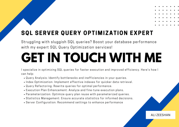 Optimize your sql query by Zeefeeshaikh28 | Fiverr