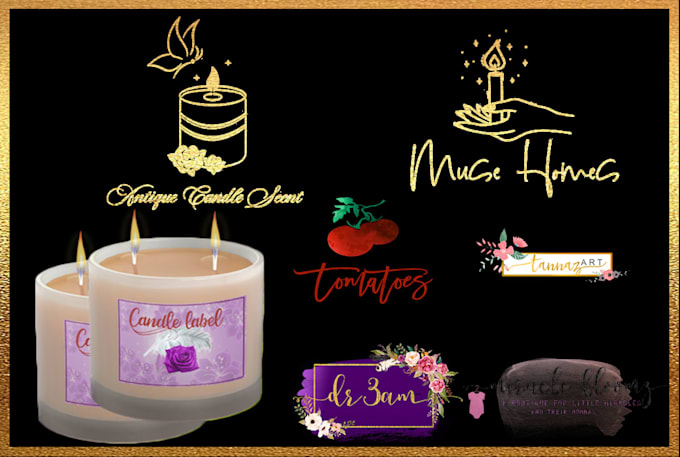 Design candle logo and label design, watercolor by Emmaparasdesign | Fiverr