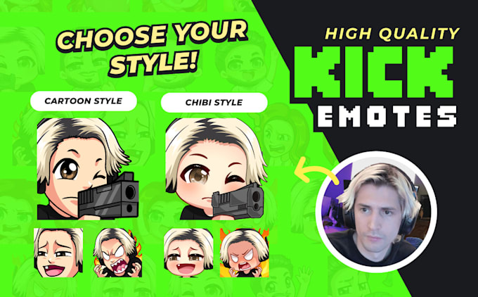 Design a high quality kick emote in just 24 hours by Kick_graphic | Fiverr