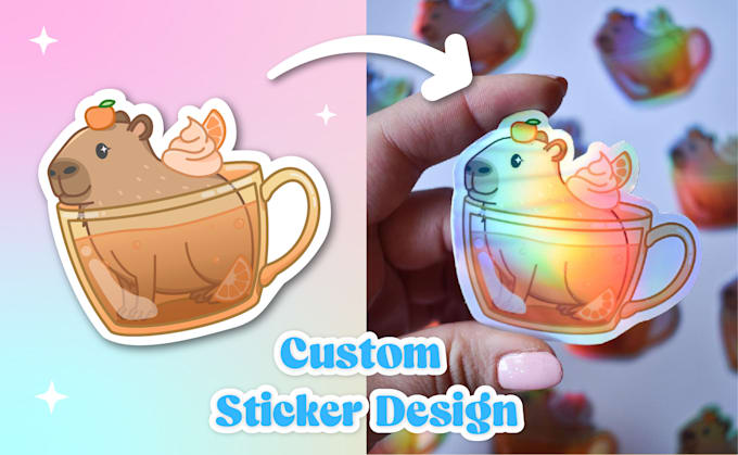 Design custom cute kawaii sticker for stationary or twitch by Yamila ...