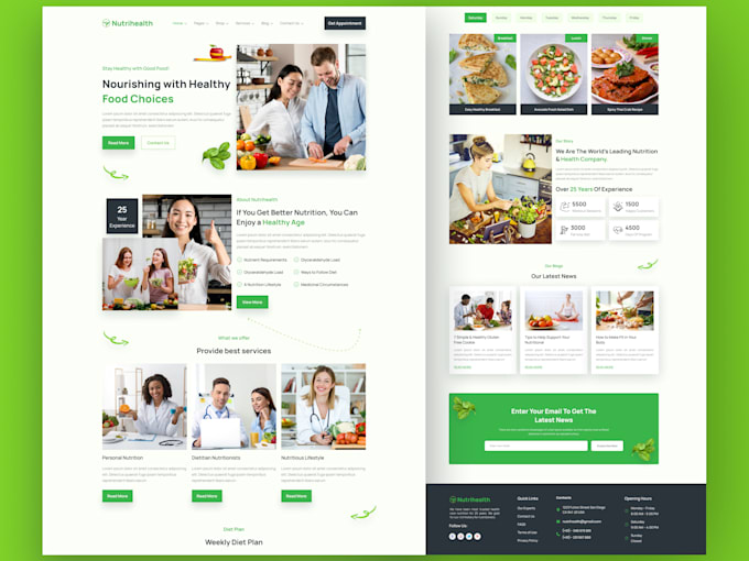 Diet nutrition landing page design in figma by Shuvojitkundu94 | Fiverr