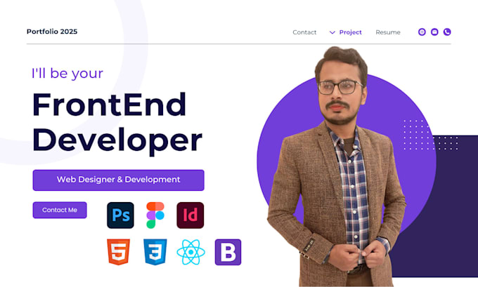 Be Your Front End Web Developer Using React Js Html Css By Junaidali 