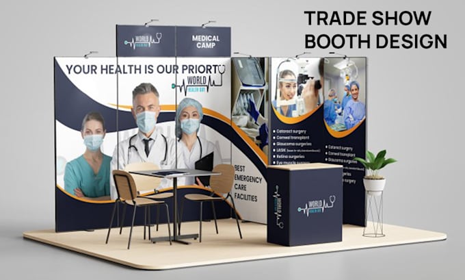 Design a trade show booth step and repeat backdrop for your exhibition ...