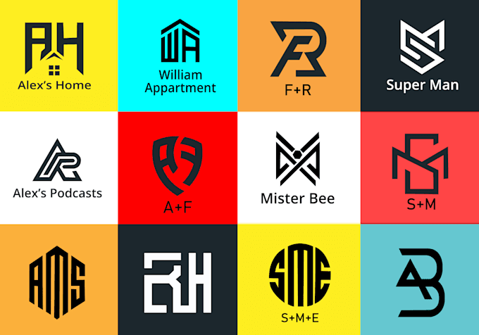 Provide 2 initial letters, monogram, startup, wordmark and lettermark ...