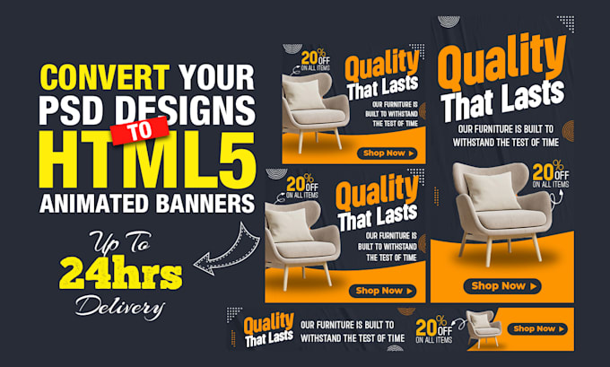 Convert your psd designs to html5 animated banners by Nguruzz | Fiverr