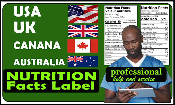 Provide nutrition facts label, uk, usa, canada, or australia by Nutrits ...