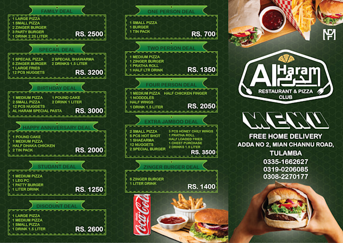 Design modern creative restaurant food menu cards and burger posters, by Muhammadfurq681 | Fiverr
