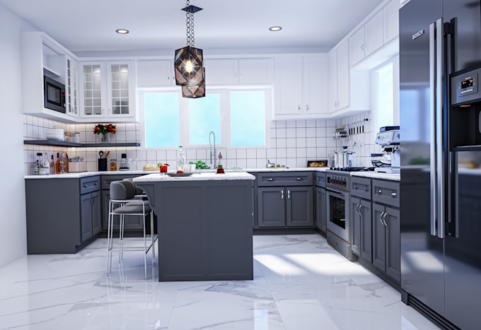 Design a kitchen layout and 3d render for your house remodel by ...