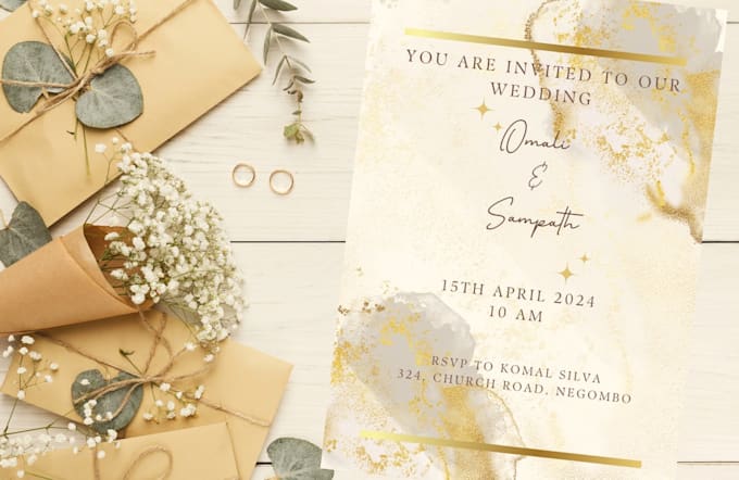 Design professional wedding invitation card by Noumiin | Fiverr