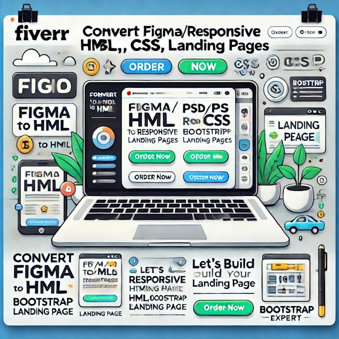 Convert figma psd to responsive html css and bootstrap landing pages by Md_badhon28 | Fiverr
