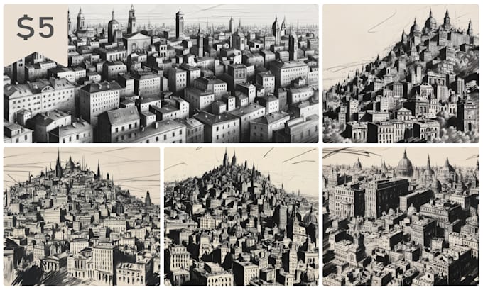Draw minimal cityscape, architectur, landscape, landmark art by Idris ...
