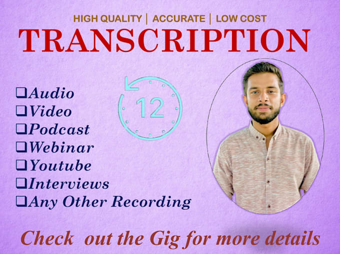 Transcribe your audio or video content into text by Mutiscriptpro | Fiverr Transcribe your audio or video content into text by Mutiscriptpro | Fiverr