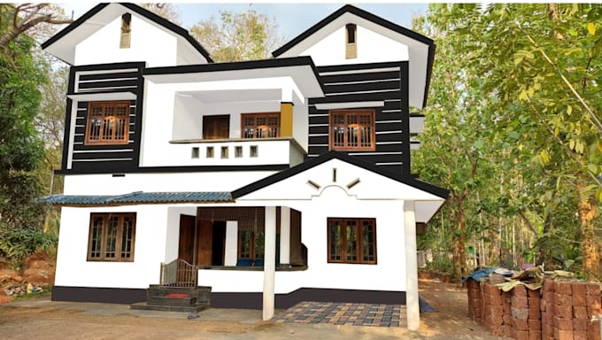 3d house elevation design in photoshop by Afnanp123 | Fiverr