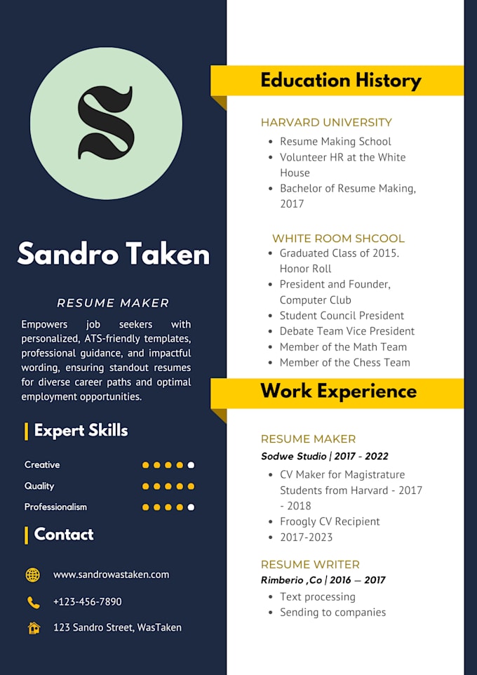 Write and design fully optimized resume by Sandrowastaken | Fiverr