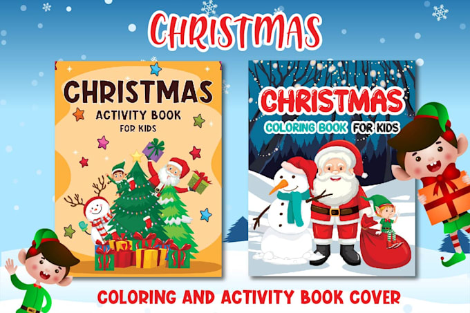 Create christmas coloring and activity book covers for kids by ...