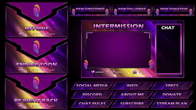 Design twitch logo, stream animated overlay twitch stream package ...