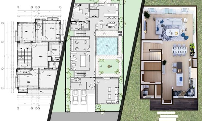 Convert autocad 2d floor plan, architecture 3d floor plan with ...