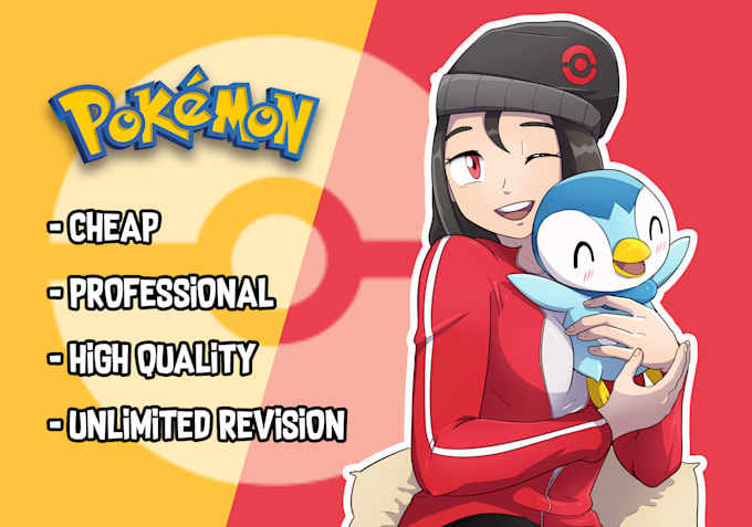 Draw you as a trainer and your favorite pokemon illustration by ...