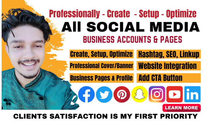 Perfectly Create Setup All Social Media Accounts Optimize And Pages By