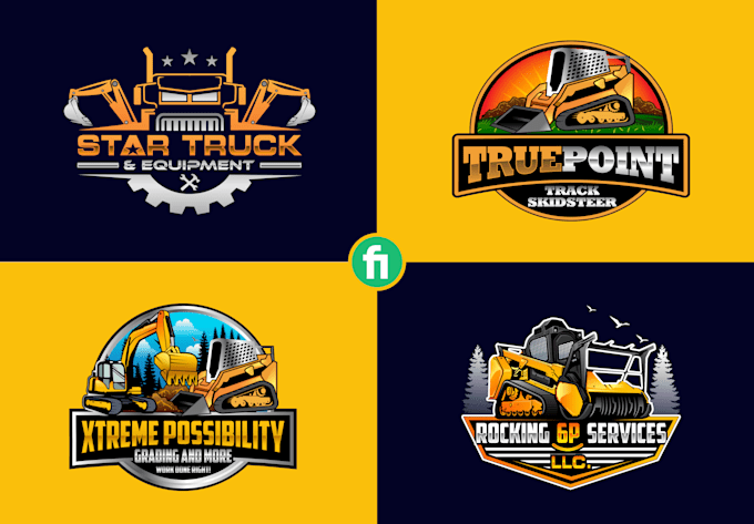Design excavator heavy equipment transport construction logo by ...