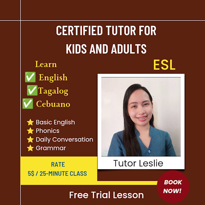Teach english and tagalog lessons for both kids and adults by Tutor ...