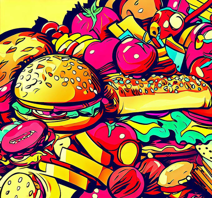 Create food pop art of your business by Niklasgemperle_ | Fiverr