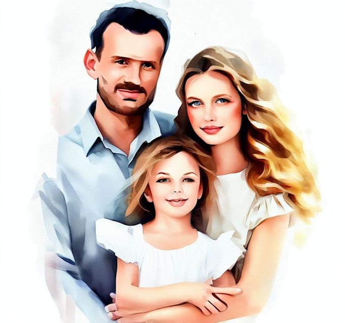 Draw a cute family portrait by Jeremiahjesi5 | Fiverr