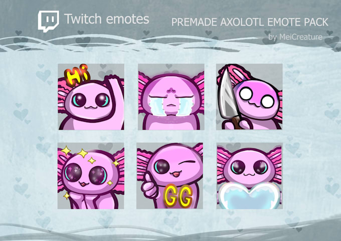Sell premade axolotl emote pack by Mei_creature | Fiverr