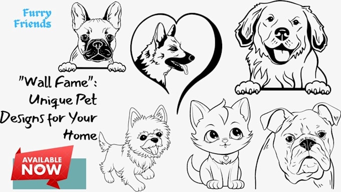 Draw pet line art, cat and dog animal in 1 day by Zahiddesigner00 | Fiverr