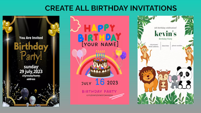 Design birthday invitation cards by Minushaoshan407 | Fiverr
