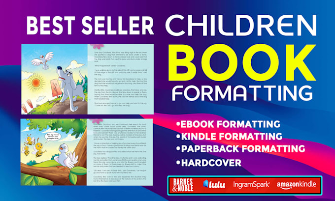 Children book layout formatting, design bookcover, publish and promote ...