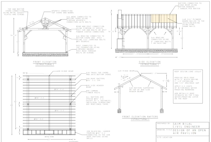 Design pergola gazebo patio porch and provide permit drawing by ...