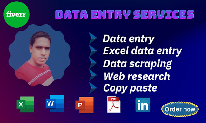 Do data entry, data mining, web research, copy paste work by Shponchondrodas | Fiverr