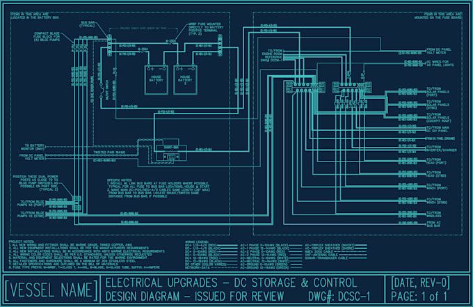 Create a marine electrical design for dc house battery and monitoring ...